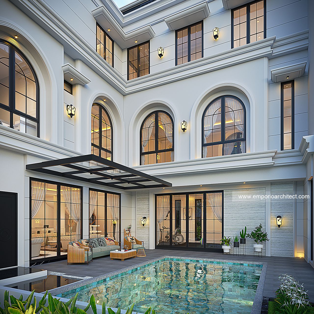 Desain Tampak Detail Belakang Butik Klasik Modern 3 Lantai Ibu ATK di ...