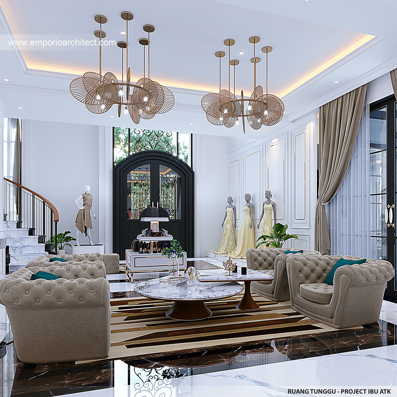 Desain Ruang Tunggu Butik Klasik Modern 3 Lantai Ibu ATK di Tangerang ...