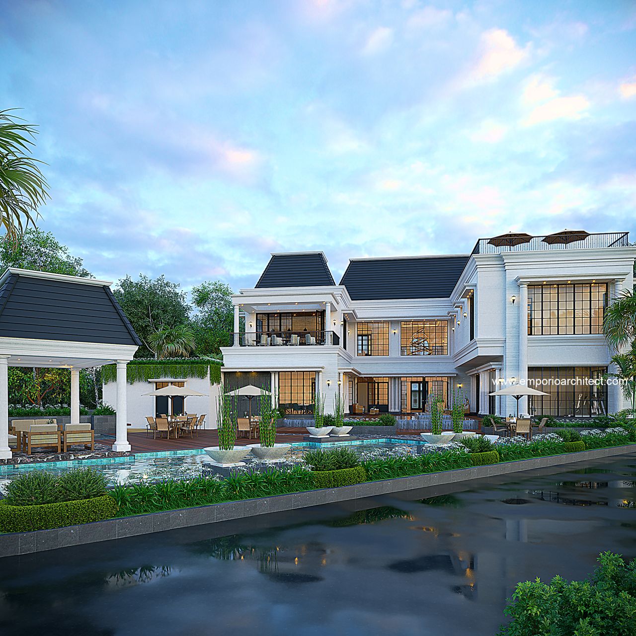 Desain Tampak Belakang Grand Marina Club House Klasik 3 Lantai Bapak AD ...