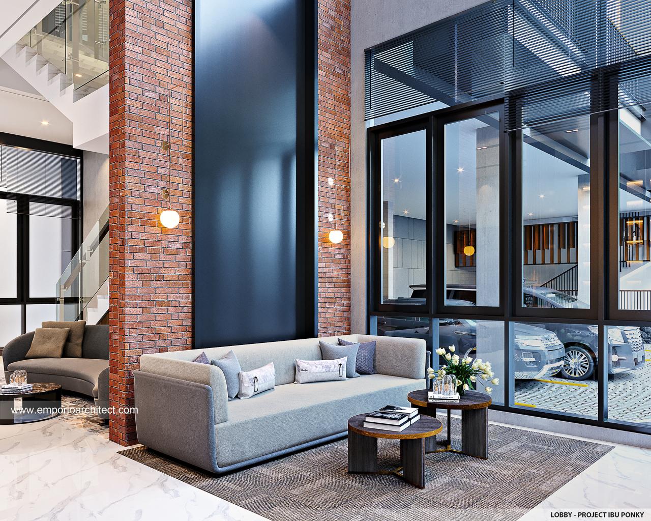 Desain Lobby Hotel dan Kafe Modern 4 Lantai Ibu PKY di Madiun, Jawa ...