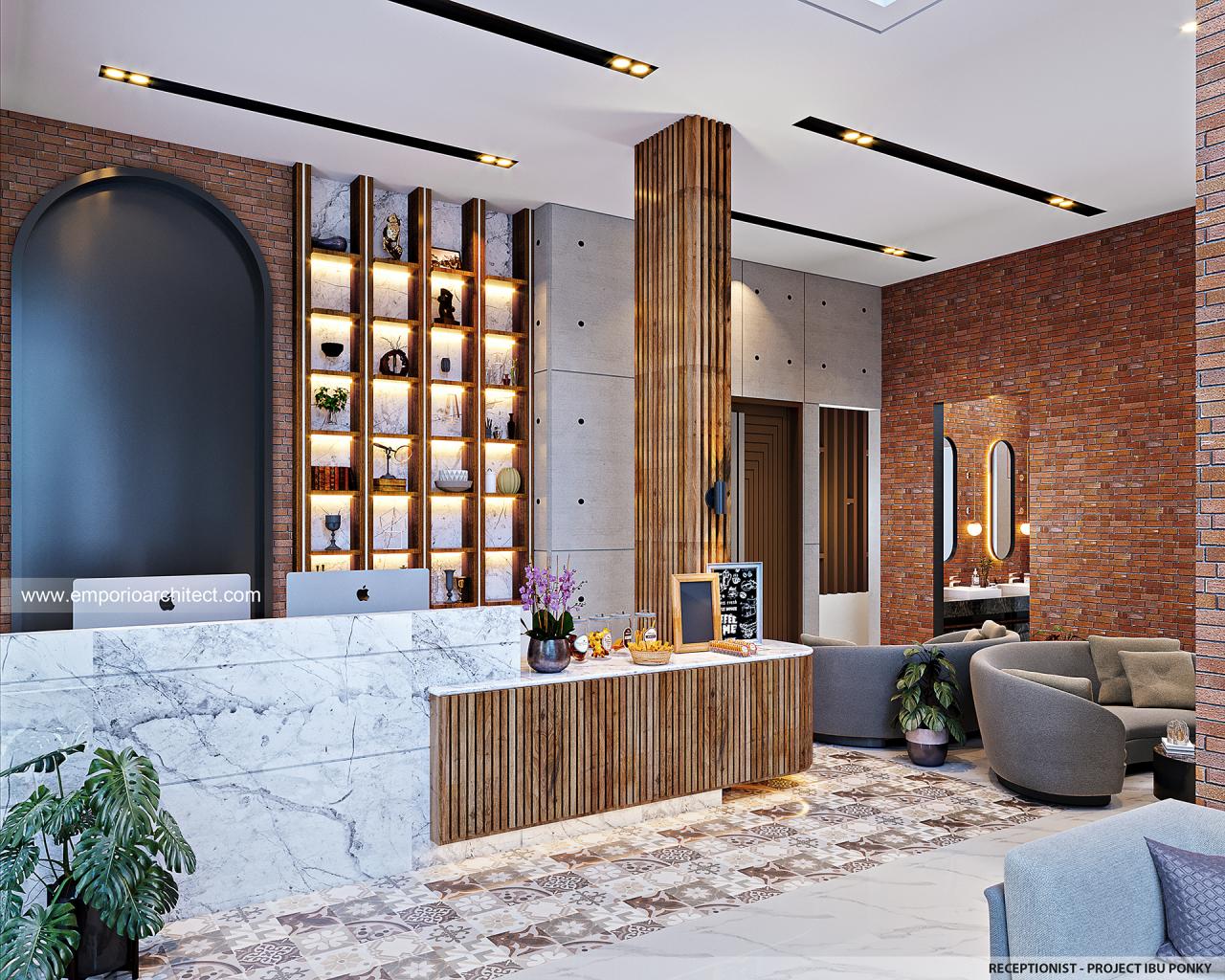 Desain Receptionist Hotel dan Kafe Modern 4 Lantai Ibu PKY di Madiun ...