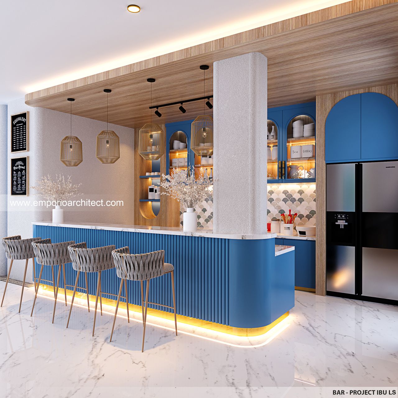 Desain Bar Indomaret Point Coffee Santorini 2 Lantai Ibu LS di ...