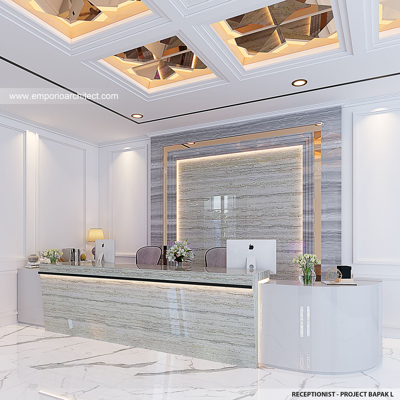 Desain Receptionist Kantor Klasik 3 Lantai Bapak L di Sulawesi Tengah ...