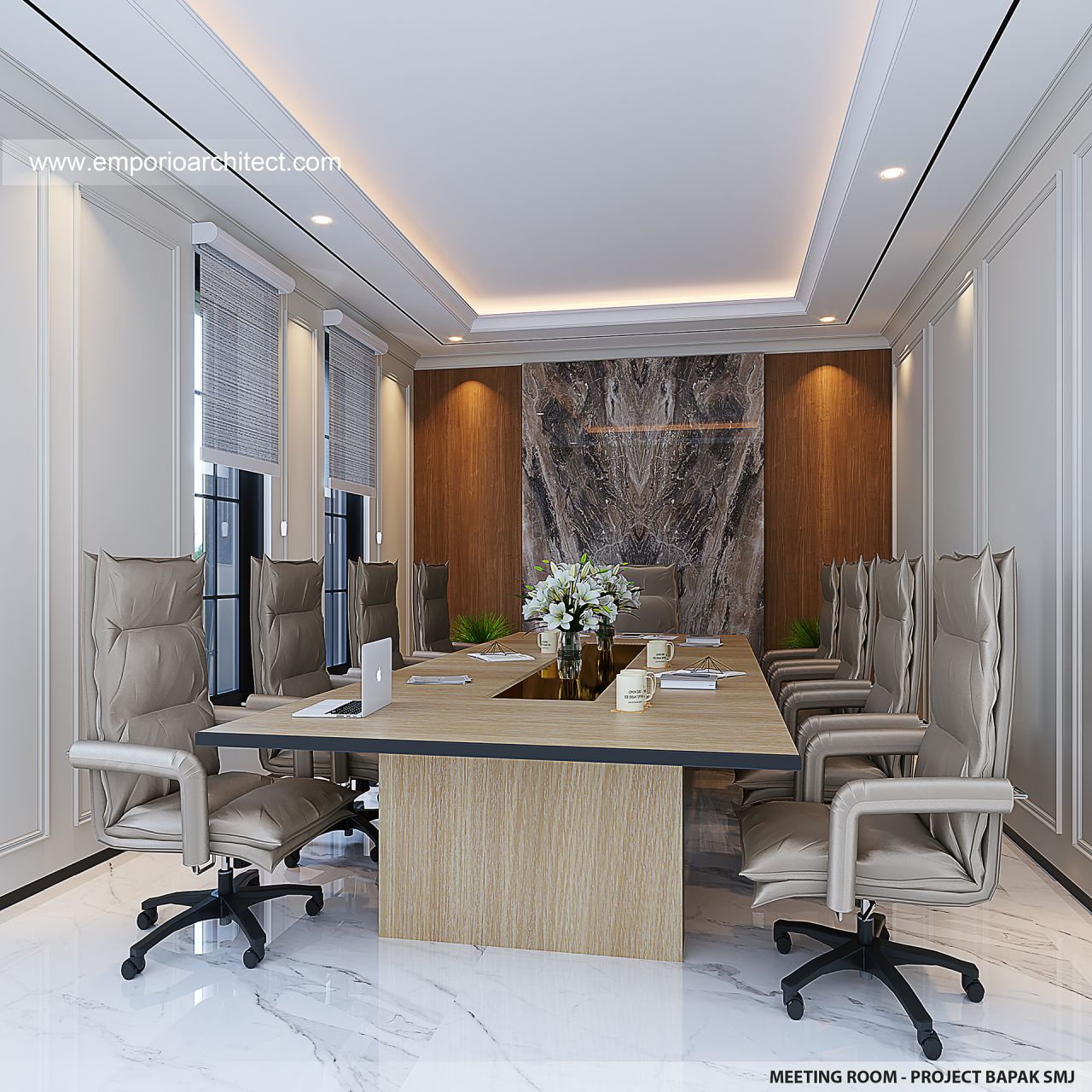 Desain Ruang Meeting Kantor Mediteran Klasik 5 Lantai Bapak SMJ di ...