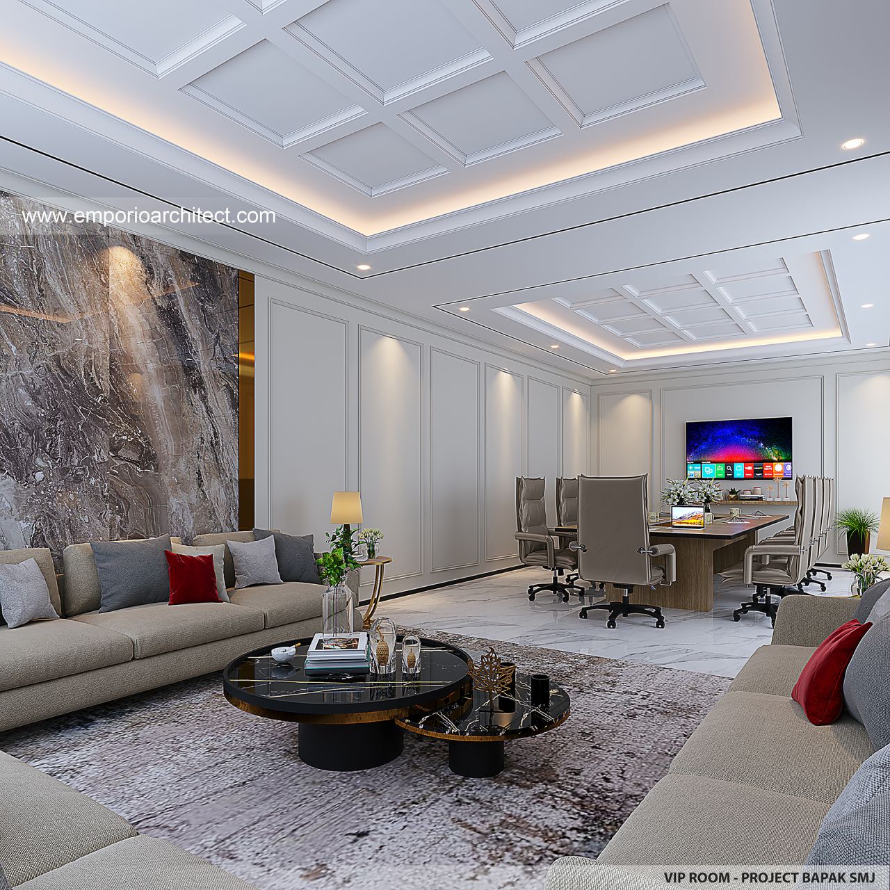 Desain Ruang VIP Kantor Mediteran Klasik 5 Lantai Bapak SMJ di Jakarta ...
