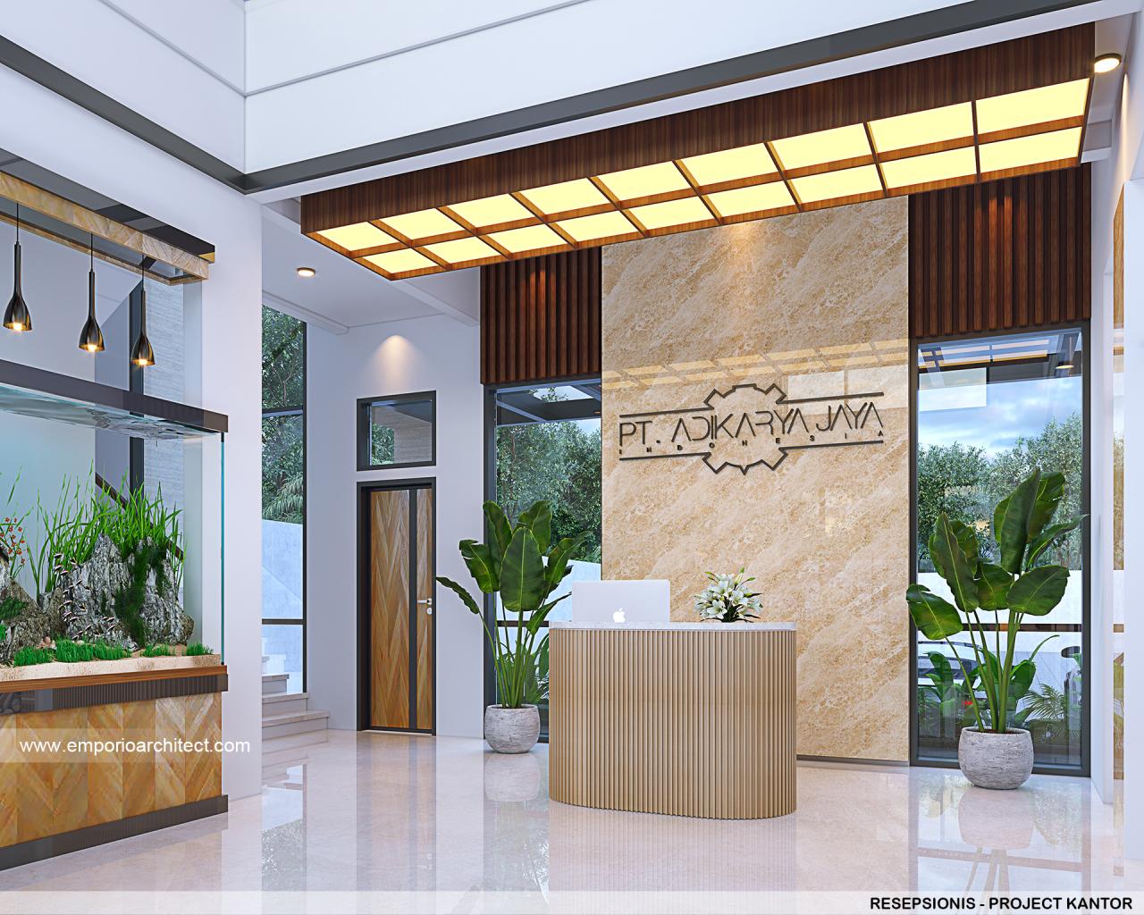 Desain Resepsionis Kantor Modern 2 Lantai PT. AKJI di Yogyakarta 22160 ...