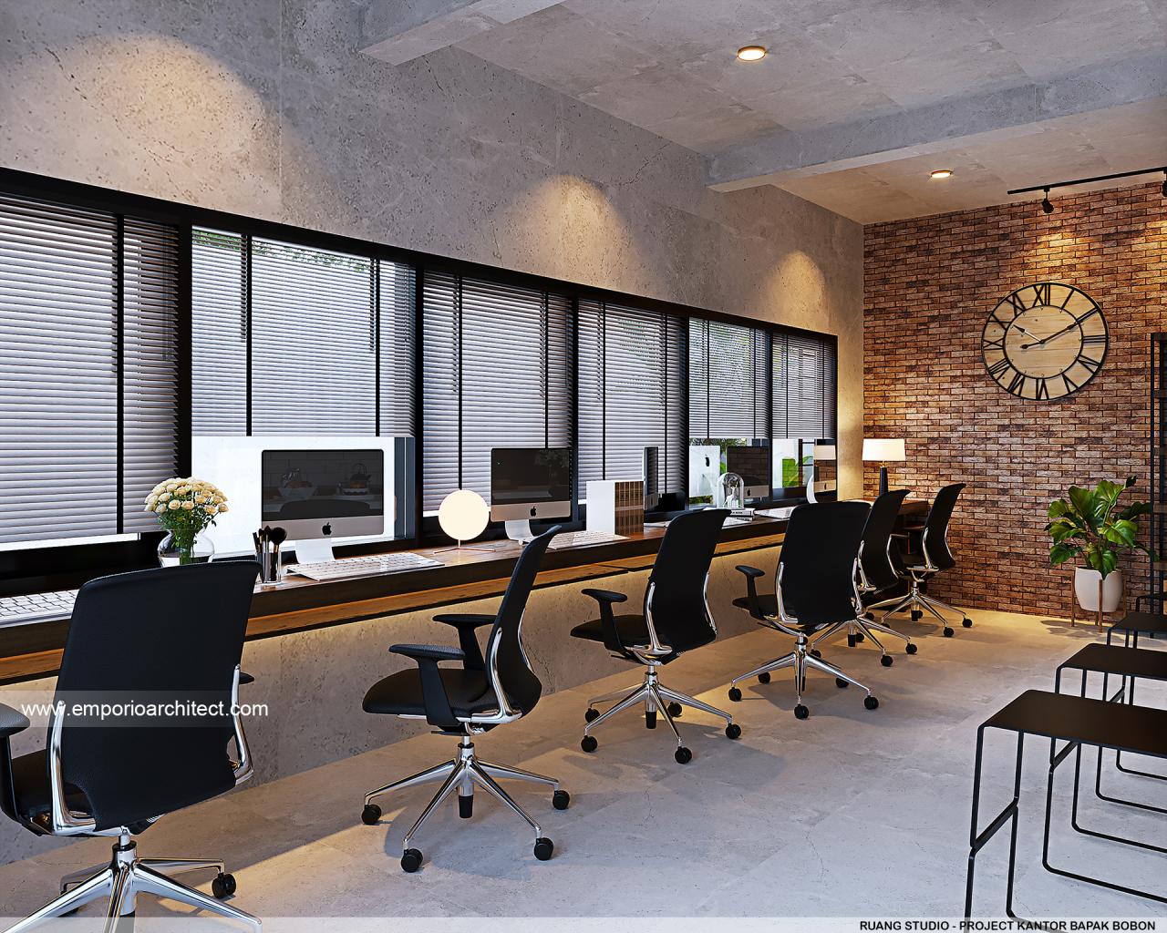 Desain Ruang Studio Kantor Modern 2 Lantai Bapak Bobon Santoso di ...