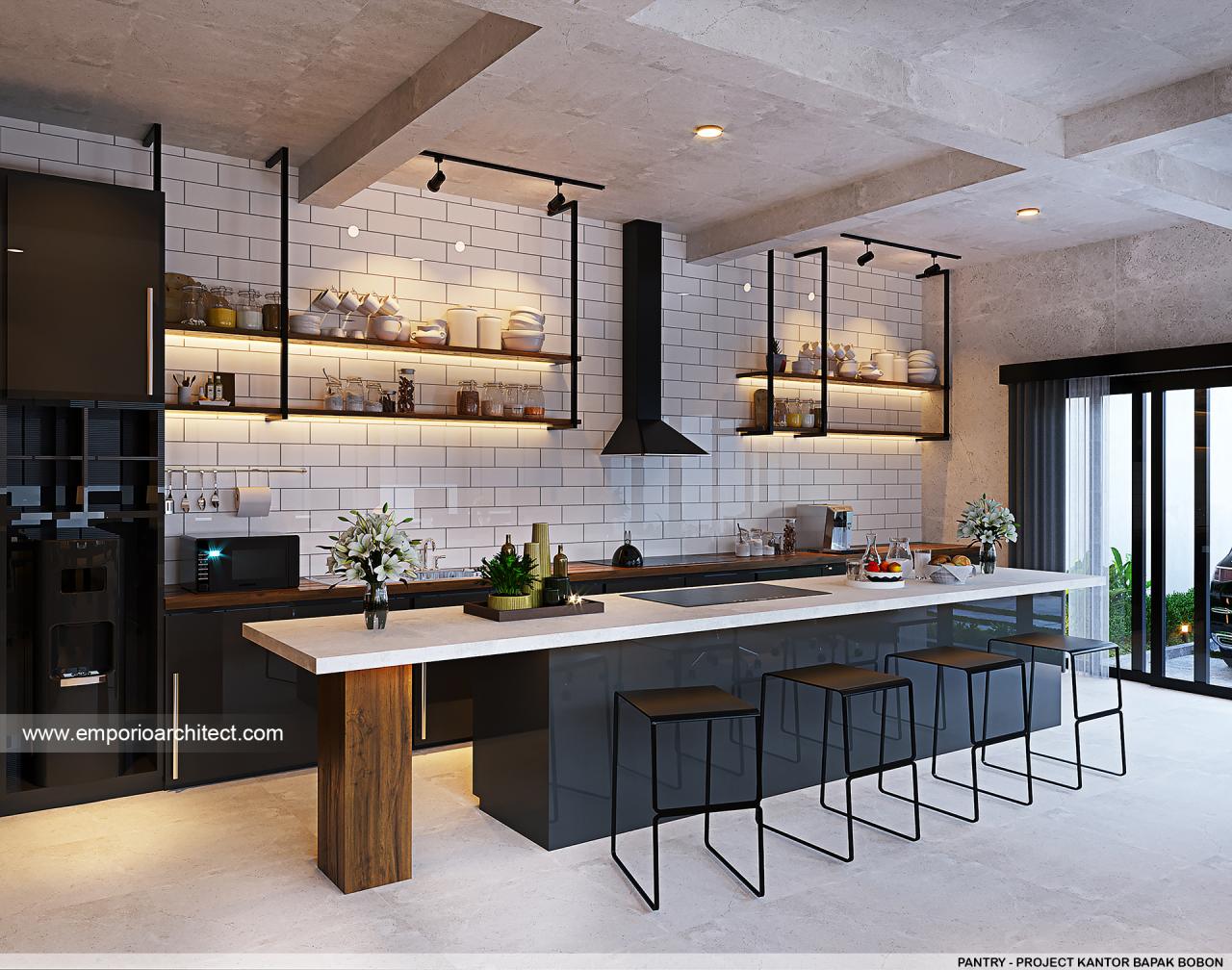 Desain Pantry Kantor Modern 2 Lantai Bapak Bobon Santoso di Badung ...