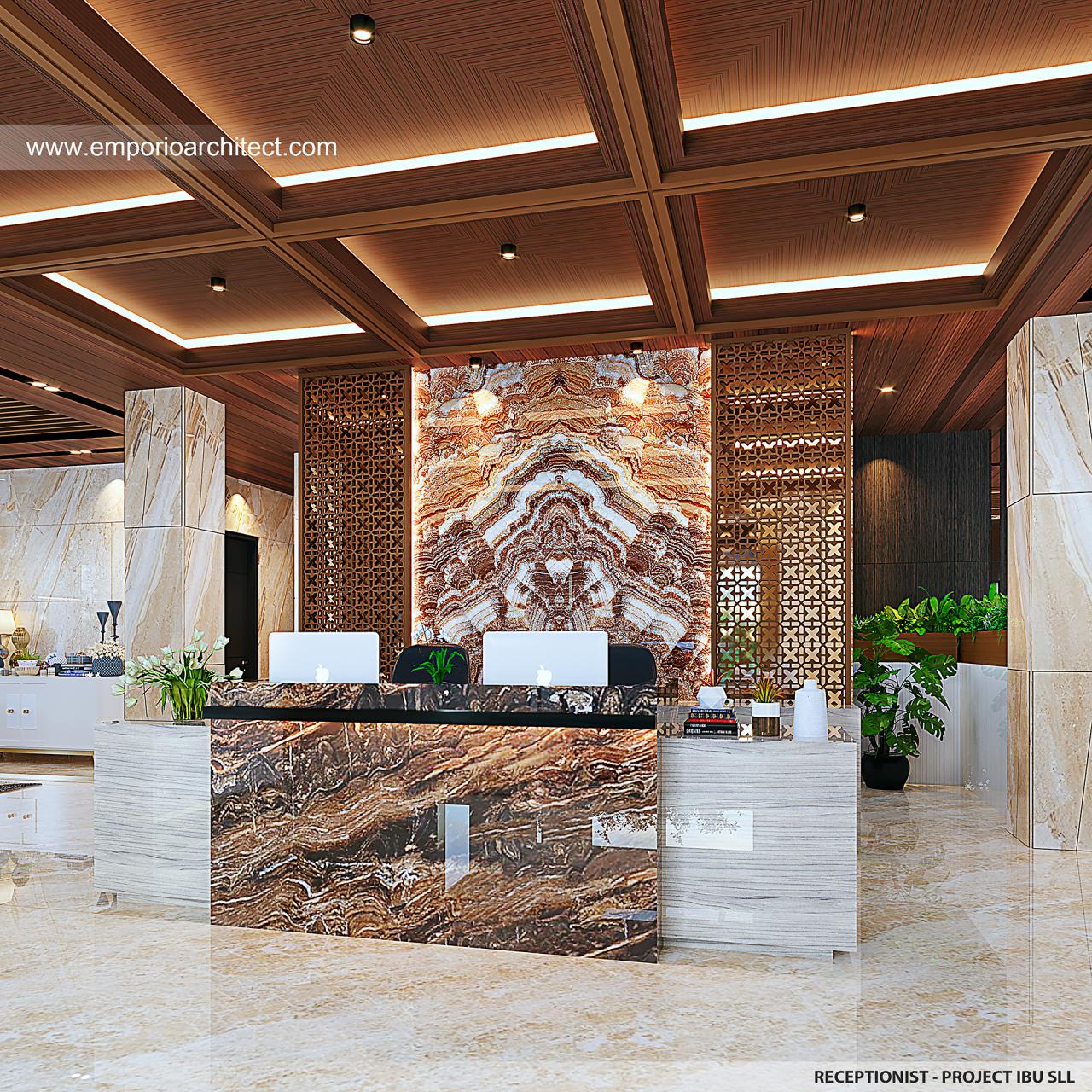 Desain Receptionist Kantor Modern 4 Lantai Ibu SLL di Jakarta 33365 ...