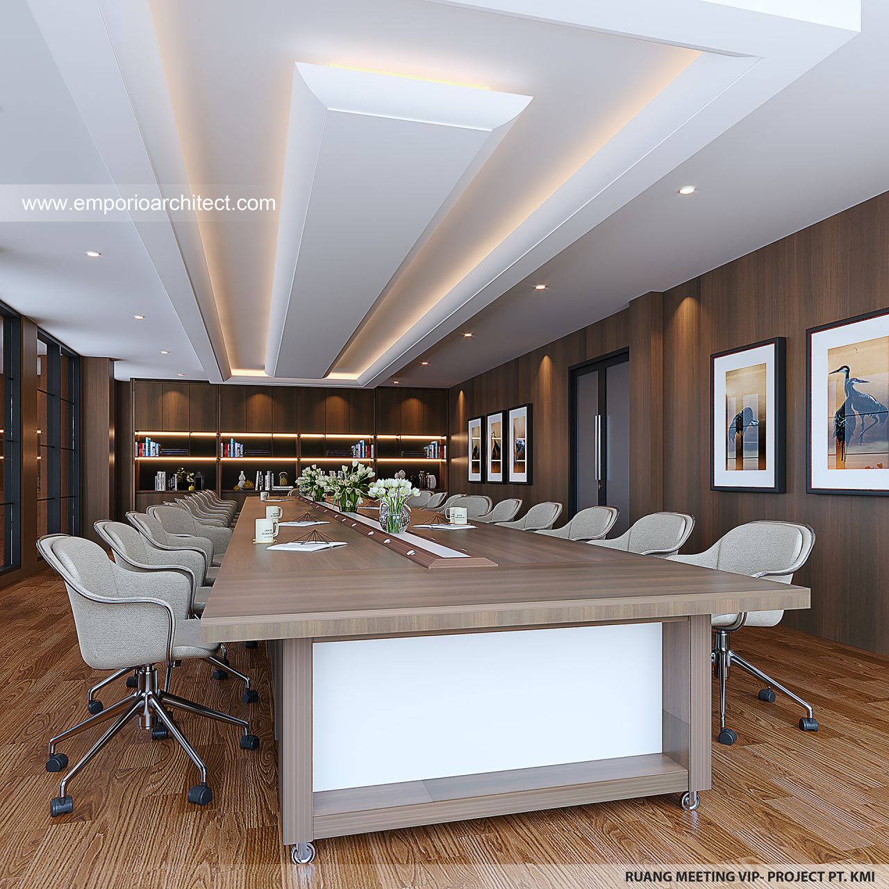 Desain Ruang Meeting VIP Kantor Modern 4 Lantai PT. KMI di Makassar ...