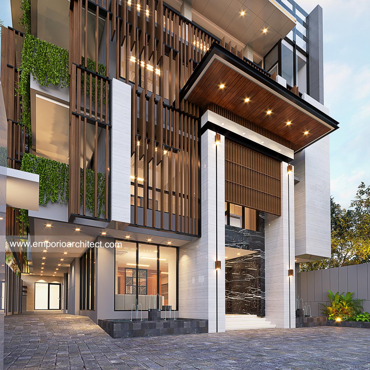 Desain Tampak Detail Depan Kantor Modern 5 Lantai MSAL di Jakarta 17198 ...