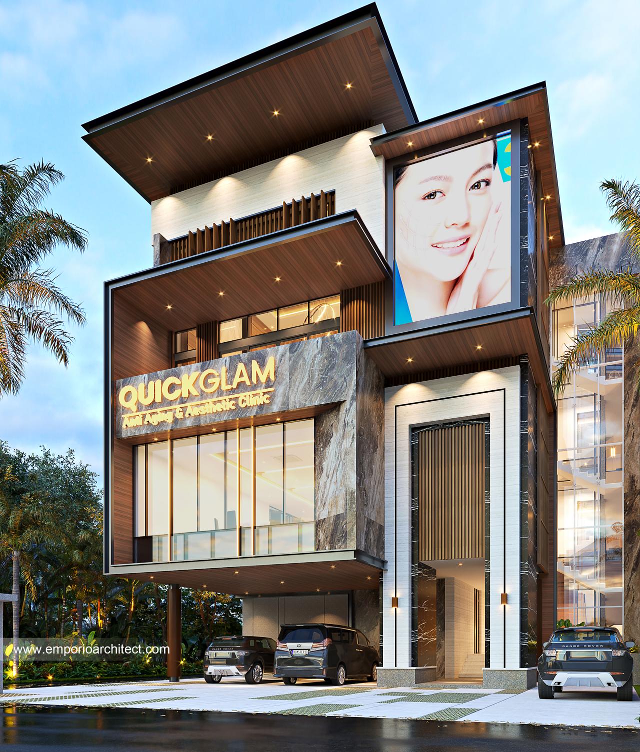 Desain Klinik Kecantikan Quick Glam Modern 4 Lantai Ibu IRW 1416 di Jakarta