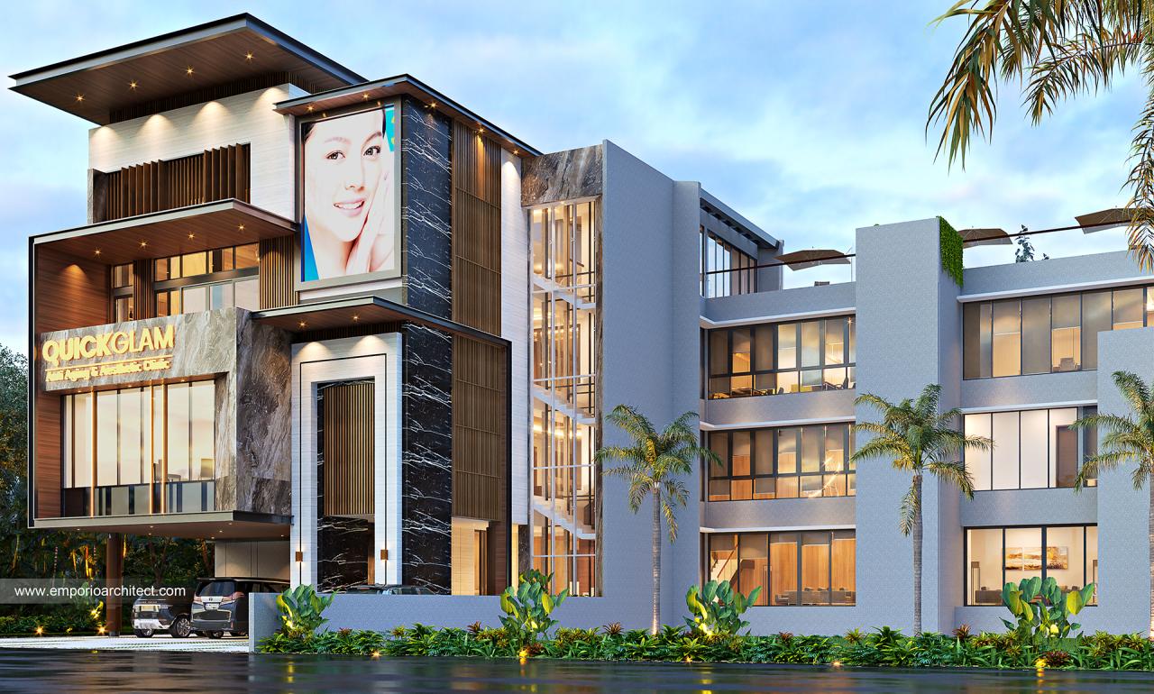 Desain Tampak Hook Klinik Kecantikan Quick Glam Modern 4 Lantai Ibu IRW ...