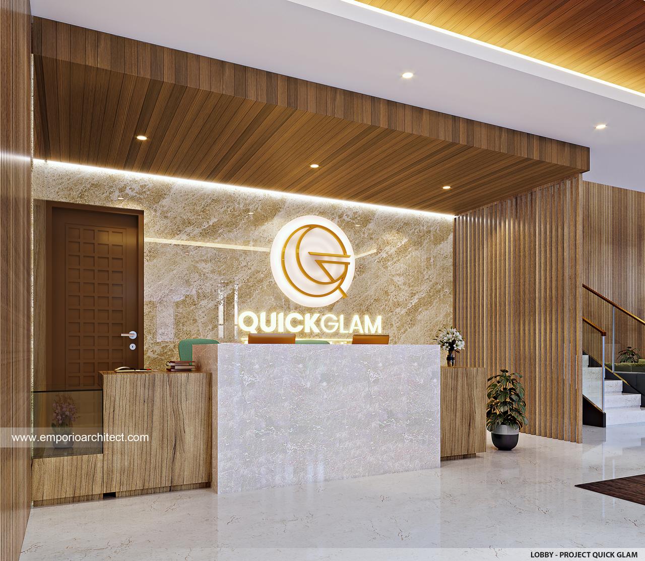 Desain Lobby Klinik Kecantikan Quick Glam Modern 4 Lantai Ibu IRW di ...