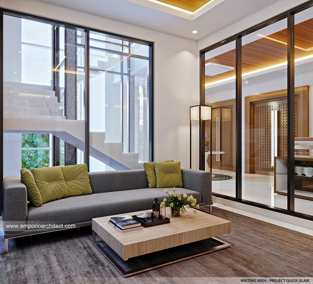 Desain Waiting Area Klinik Kecantikan Quick Glam Modern 4 Lantai Ibu ...