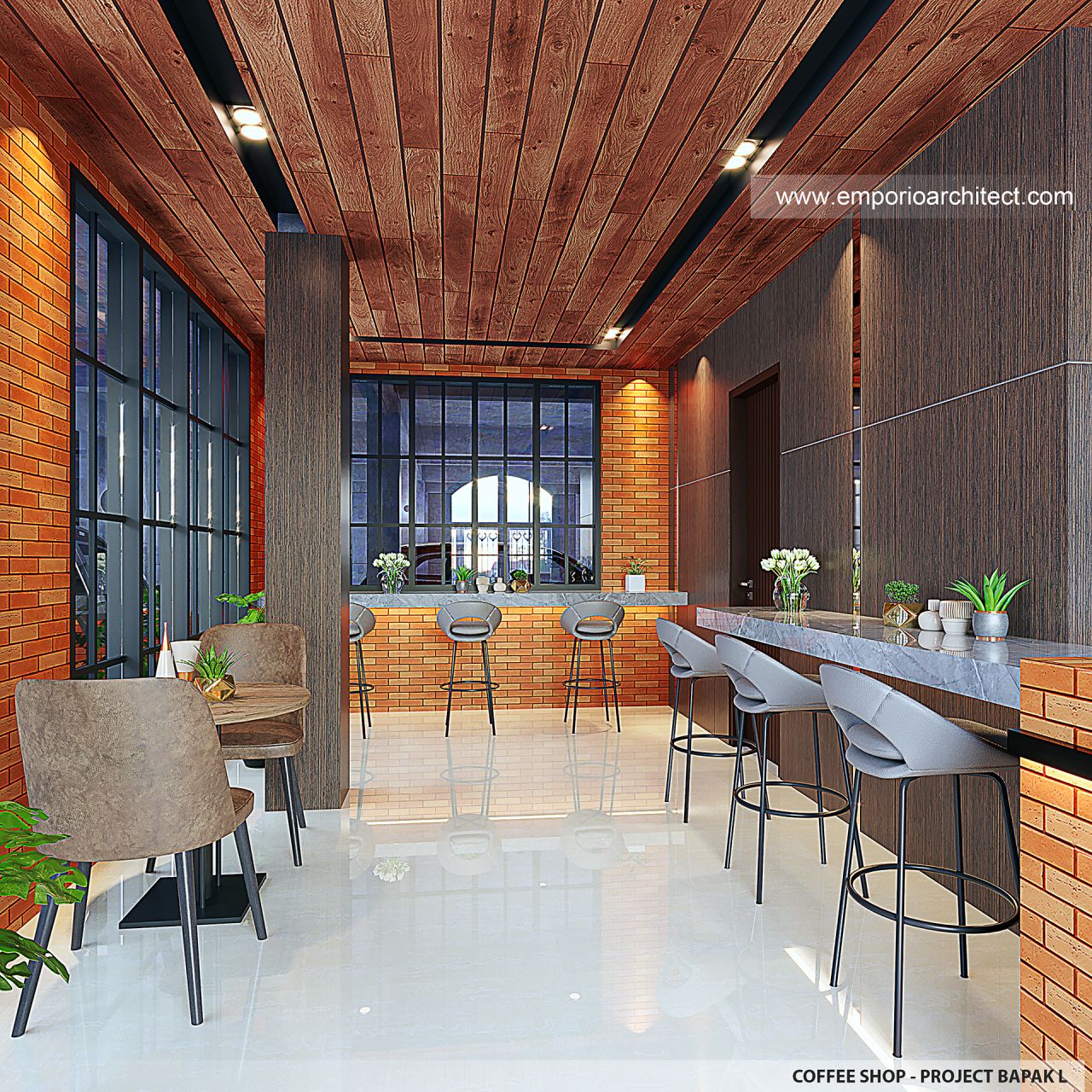 Desain Coffee Shop Kost Klasik 4 Lantai Bapak L di Bogor 38141 - Desain ...