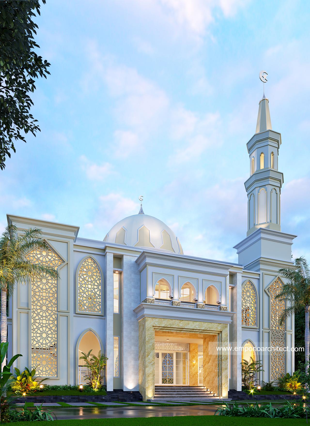 Desain Tampak Depan Kiri Masjid Al Falah Style Classic 3 Lantai di ...