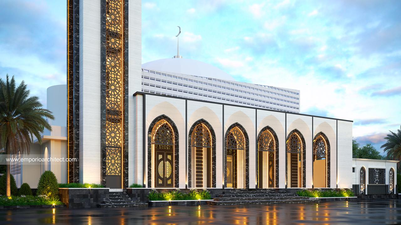 Desain Tampak Samping 3 Masjid ZBA Style Modern 1 Lantai di Solok ...
