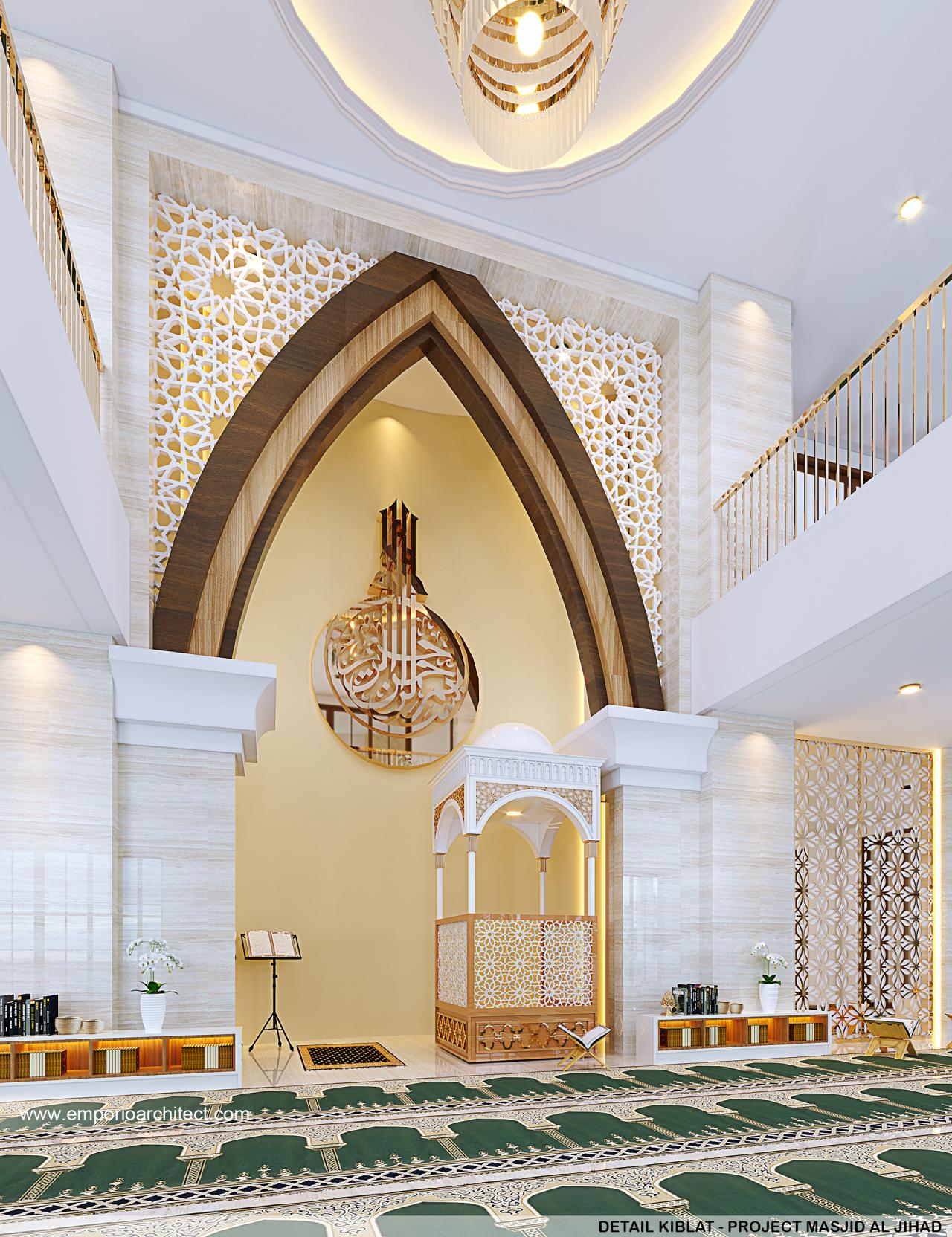 Desain Detail Kiblat Masjid Al Jihad Style Modern 3 Lantai di ...