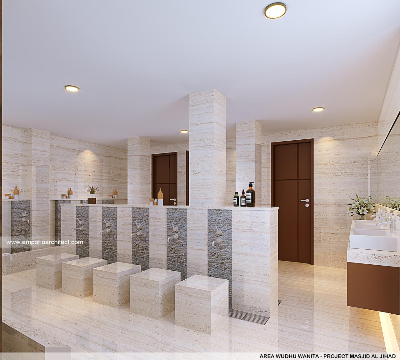Desain Area Wudhu Wanita Masjid Al Jihad Style Modern 3 Lantai di ...