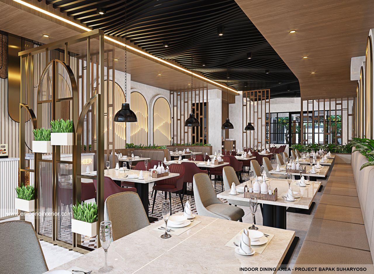 Desain Ruang Makan Indoor Restoran Teman Bahagia Modern 1 Lantai Bapak ...