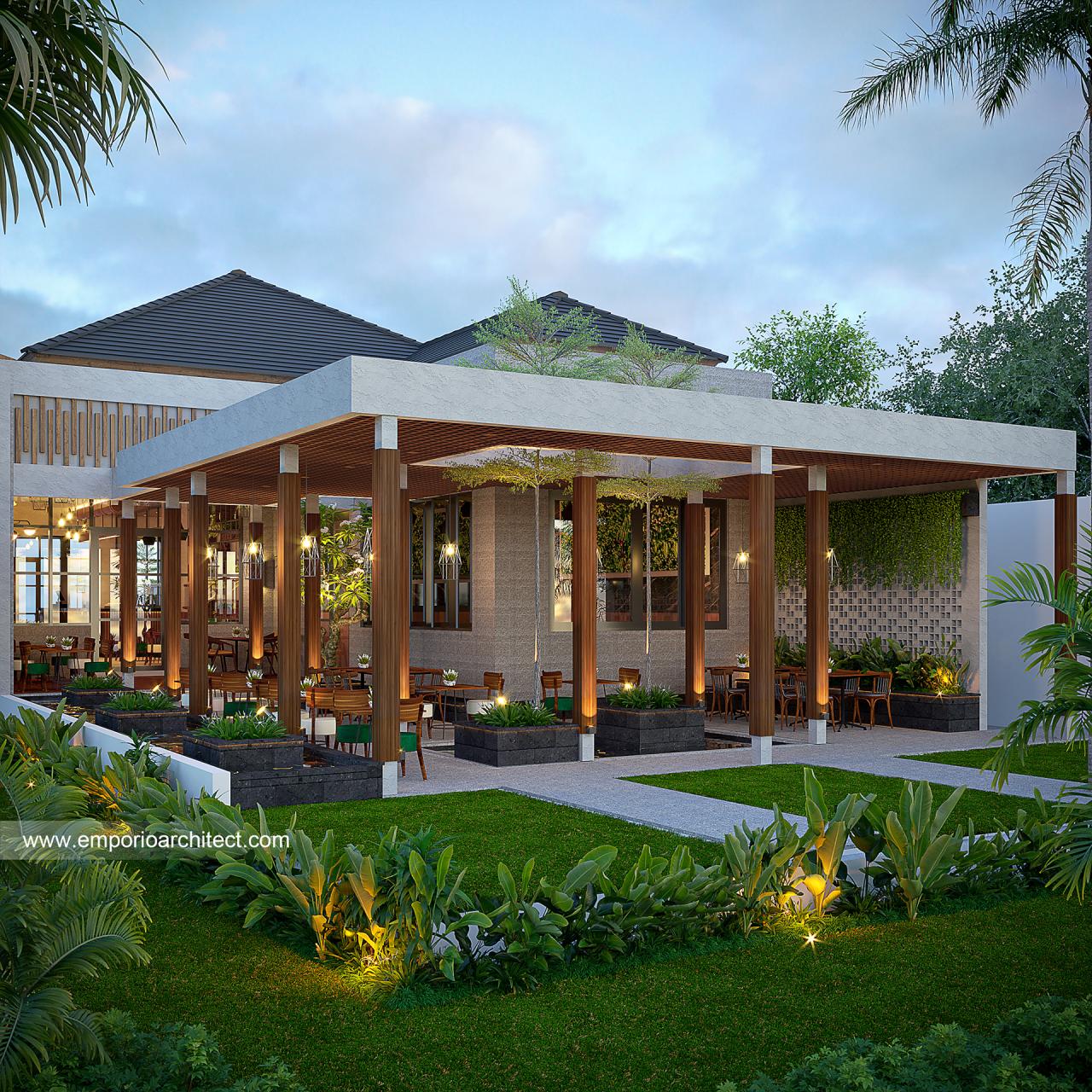 Desain Tampak Belakang Restoran Teman Bahagia Modern 1 Lantai Bapak SHY ...