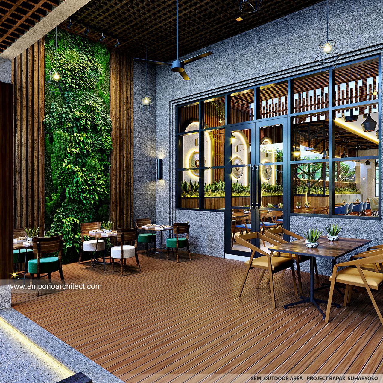 Desain Area Semi Outdoor Restoran Teman Bahagia Modern 1 Lantai Bapak ...