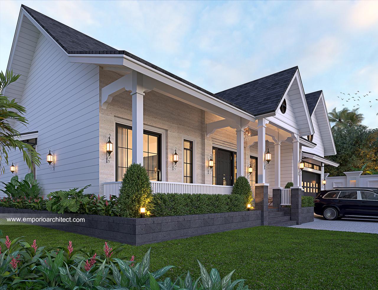 Desain Tampak Detail Depan Rumah American Klasik 1 Lantai Bapak RHT di ...