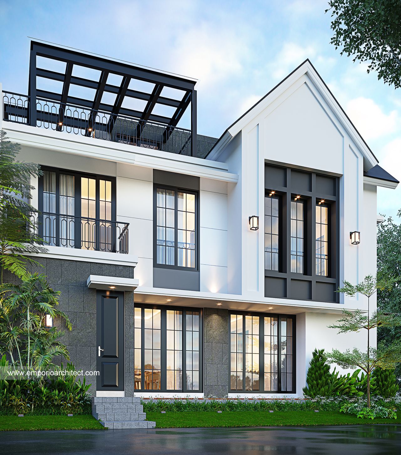 Mrs. DN American Classic House 3 Floors Design - Tangerang Selatan 44124 - Facade Design