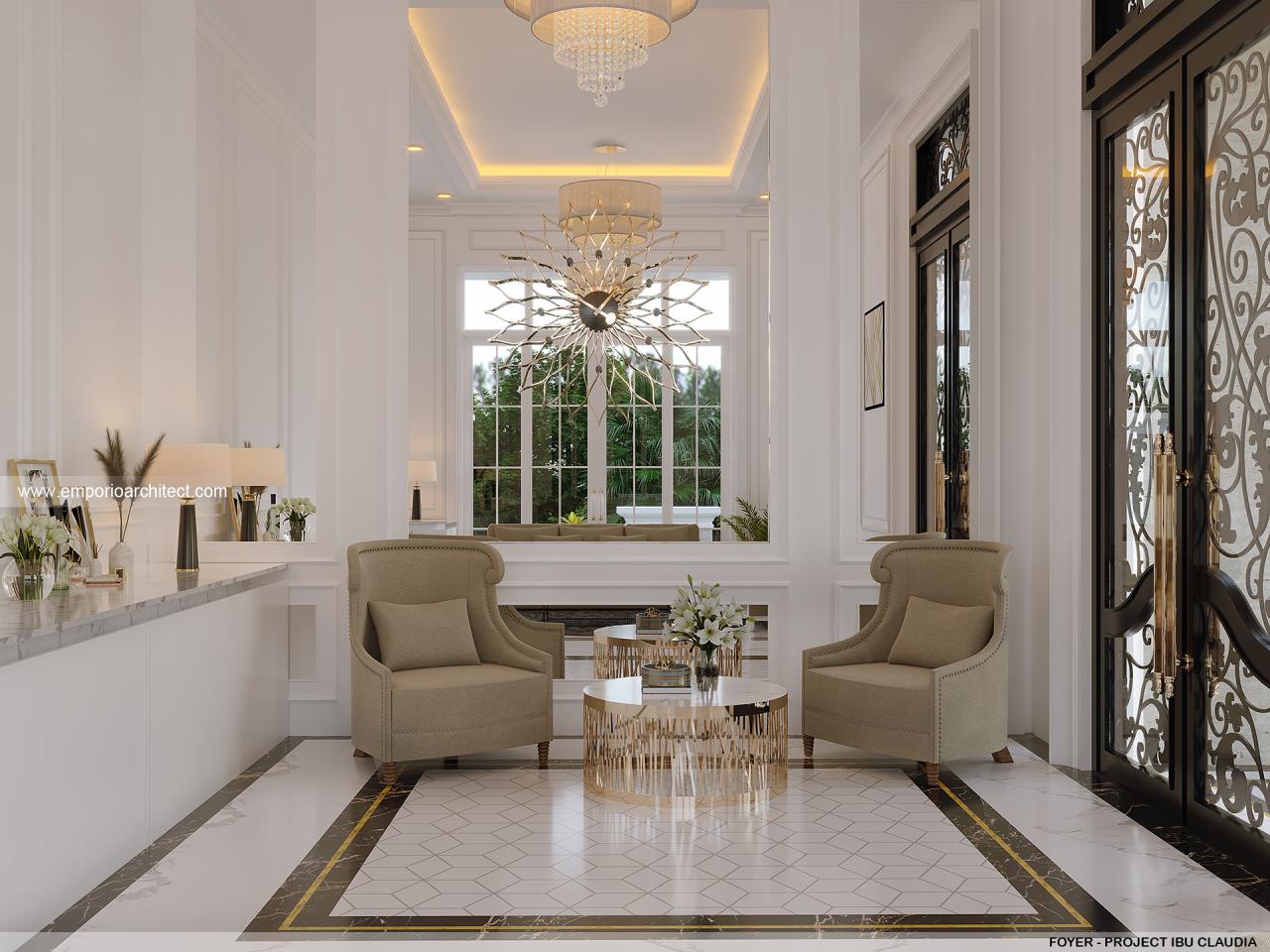 Desain Lobi Rumah Classic 2.5 Lantai Ibu CLD di Tangerang, Banten 11374 ...