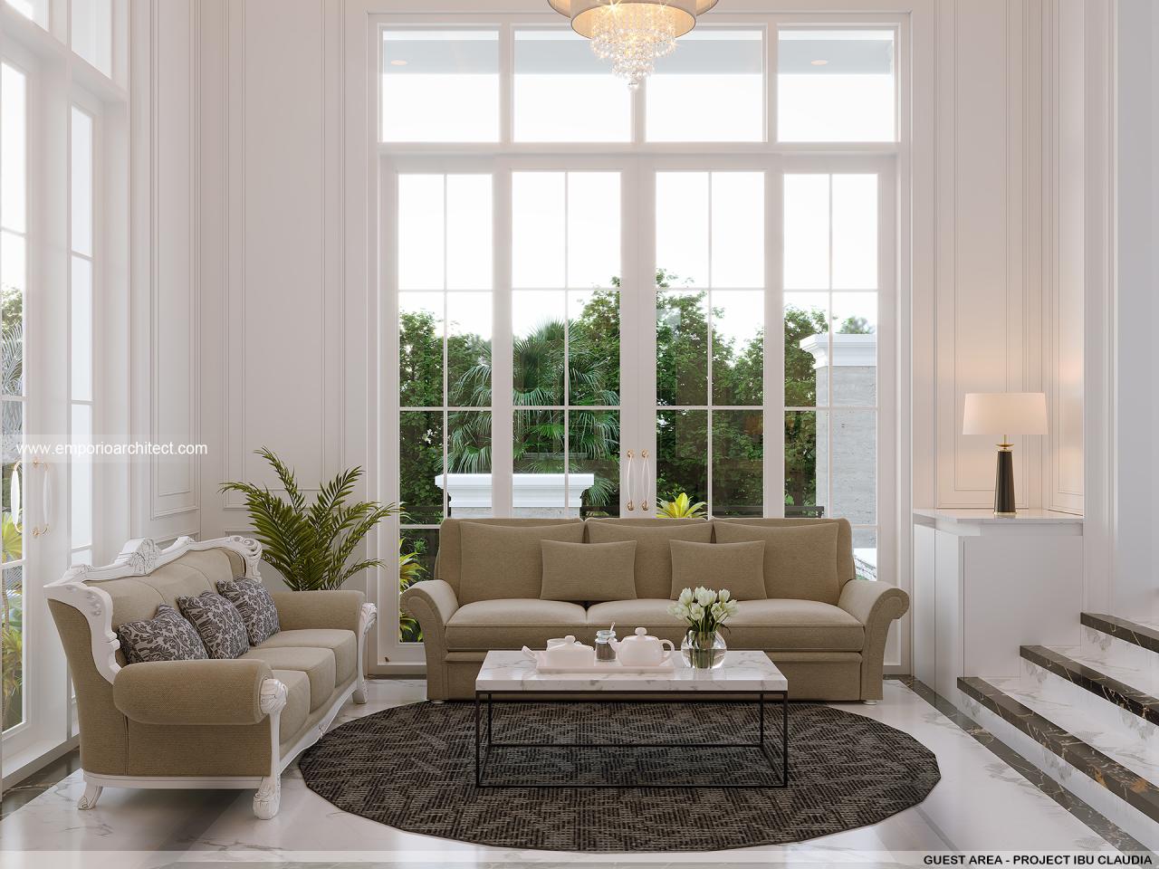 Desain Ruang Tamu Rumah Classic 2.5 Lantai Ibu CLD di Tangerang, Banten ...