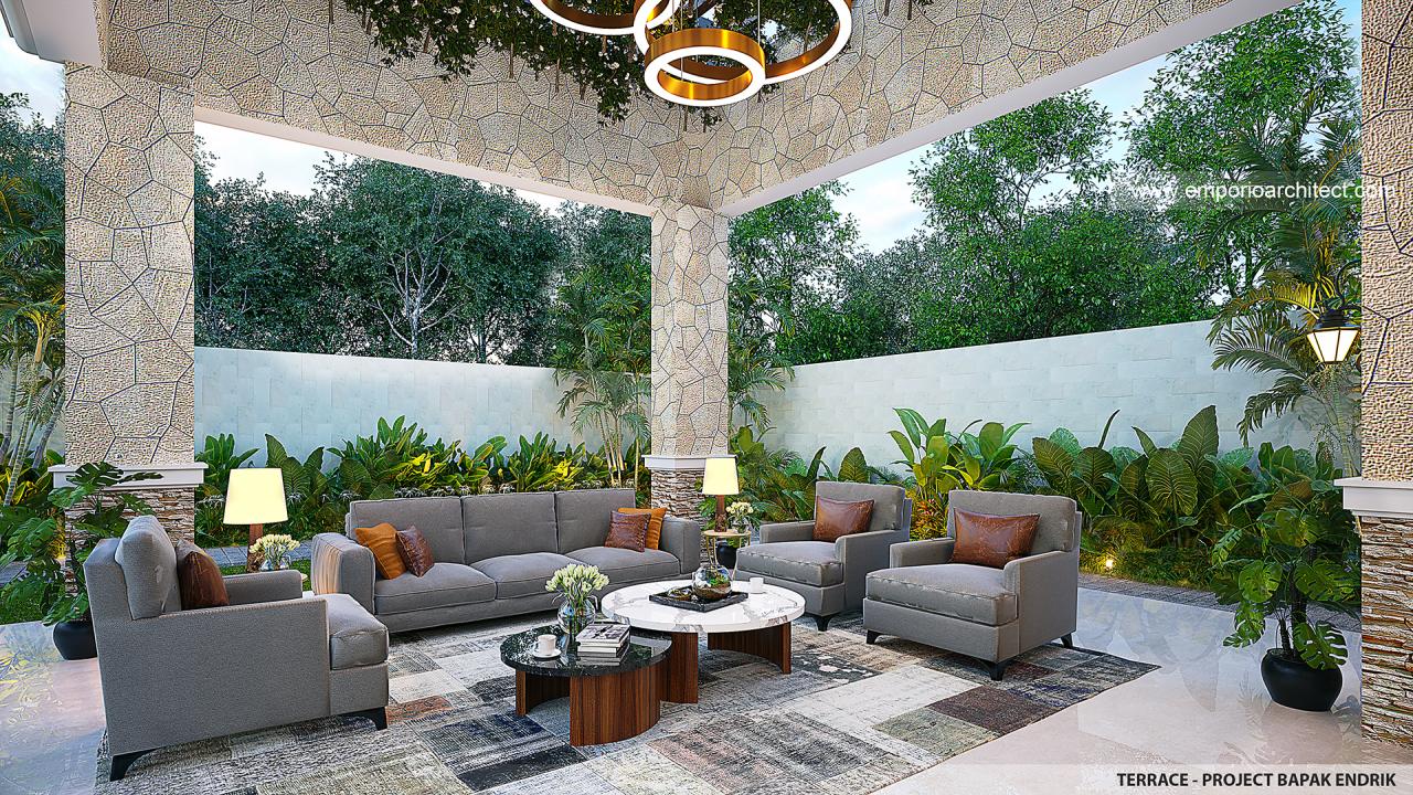 Desain Teras Rumah Italian Classic 1 Lantai Bapak EDK di Lampung 29401 ...