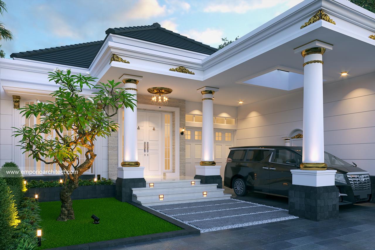 Desain Tampak Detail Depan Rumah Klasik 1 Lantai Ibu NVT di Cilacap ...