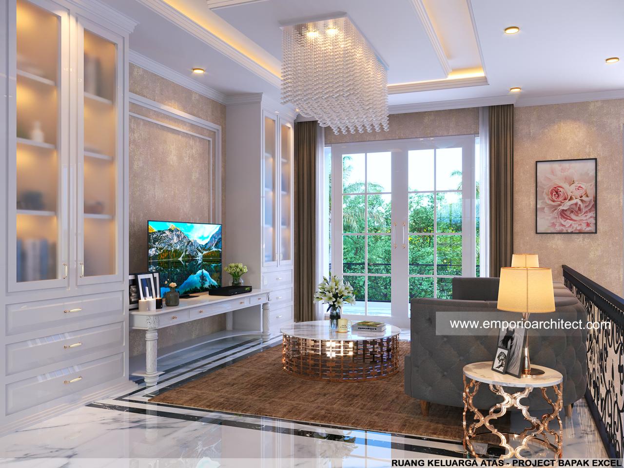 Desain Ruang Keluarga Atas Rumah Klasik 2 Lantai Bapak ACL di Palangka ...