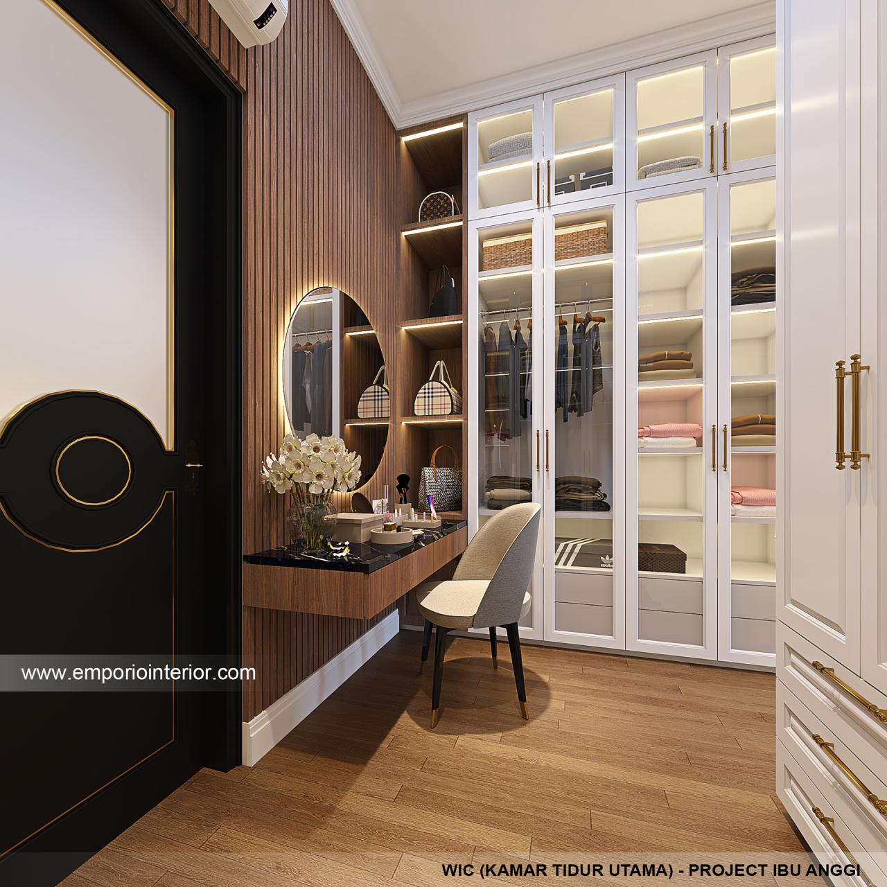 Desain Walk In Closet Kamar Tidur Utama Rumah Klasik 2 Lantai Ibu AGG ...