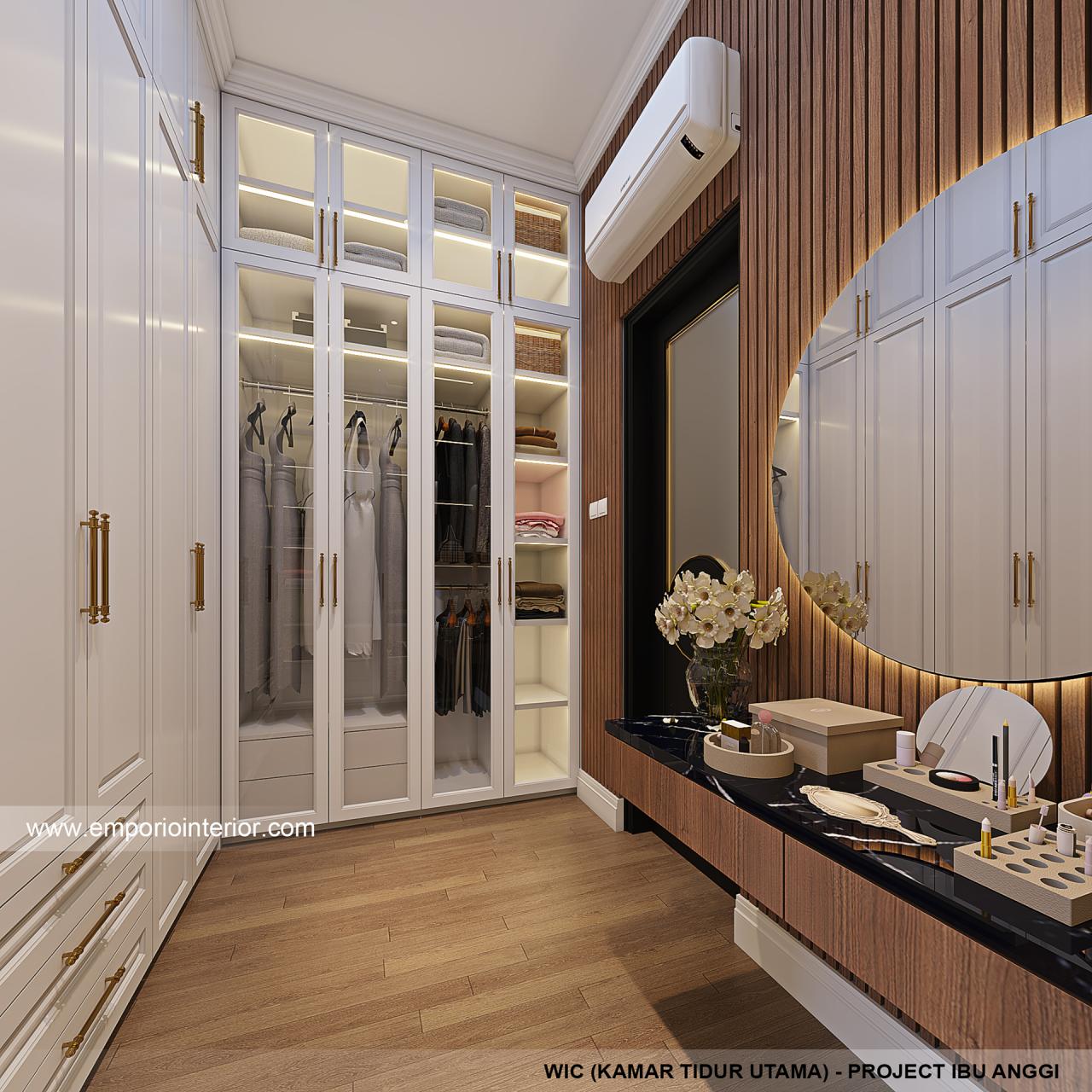 Desain Walk In Closet Kamar Tidur Utama Rumah Klasik 2 Lantai Ibu AGG ...