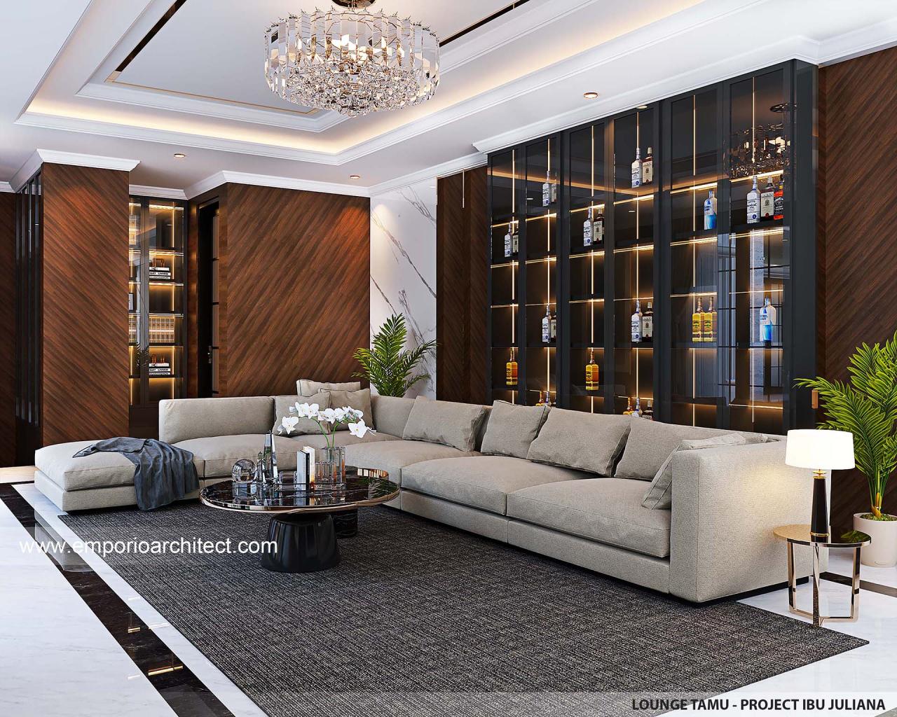 Desain Lounge Tamu Rumah Klasik 2 Lantai Ibu JLT di Nusa Tenggara Timur ...