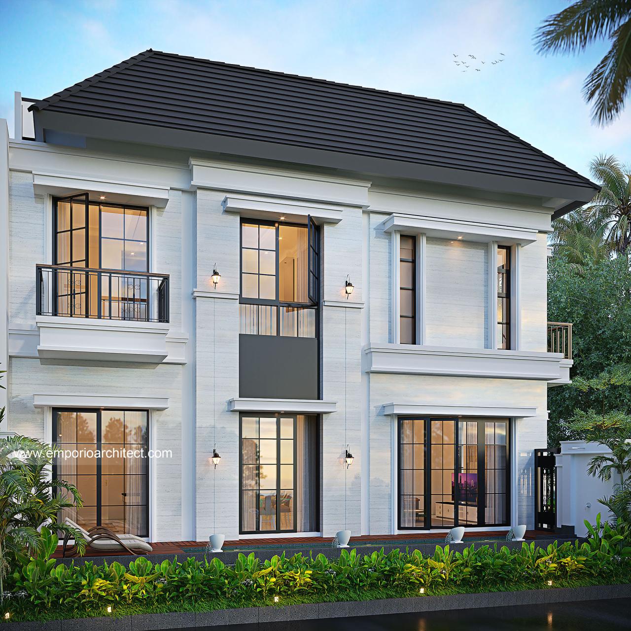 Desain Tampak Samping Rumah Klasik 2 Lantai Bapak KNT di Jakarta Barat ...