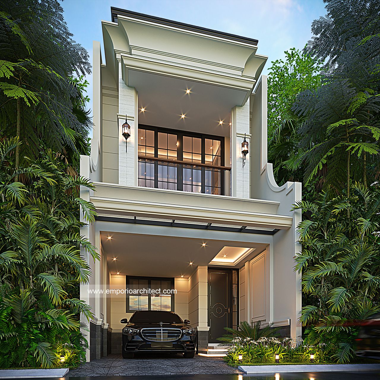 Desain Rumah Klasik 2 Lantai Ibu RTH di Pondok Cabe, Tangerang Selatan