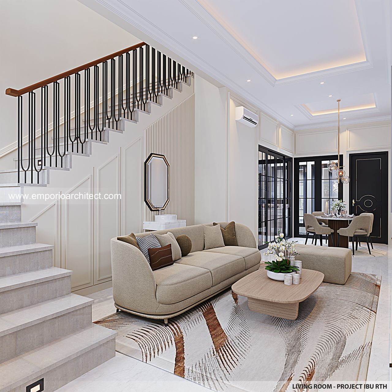 Desain Ruang Keluarga Rumah Klasik 2 Lantai Ibu RTH di Pondok Cabe ...