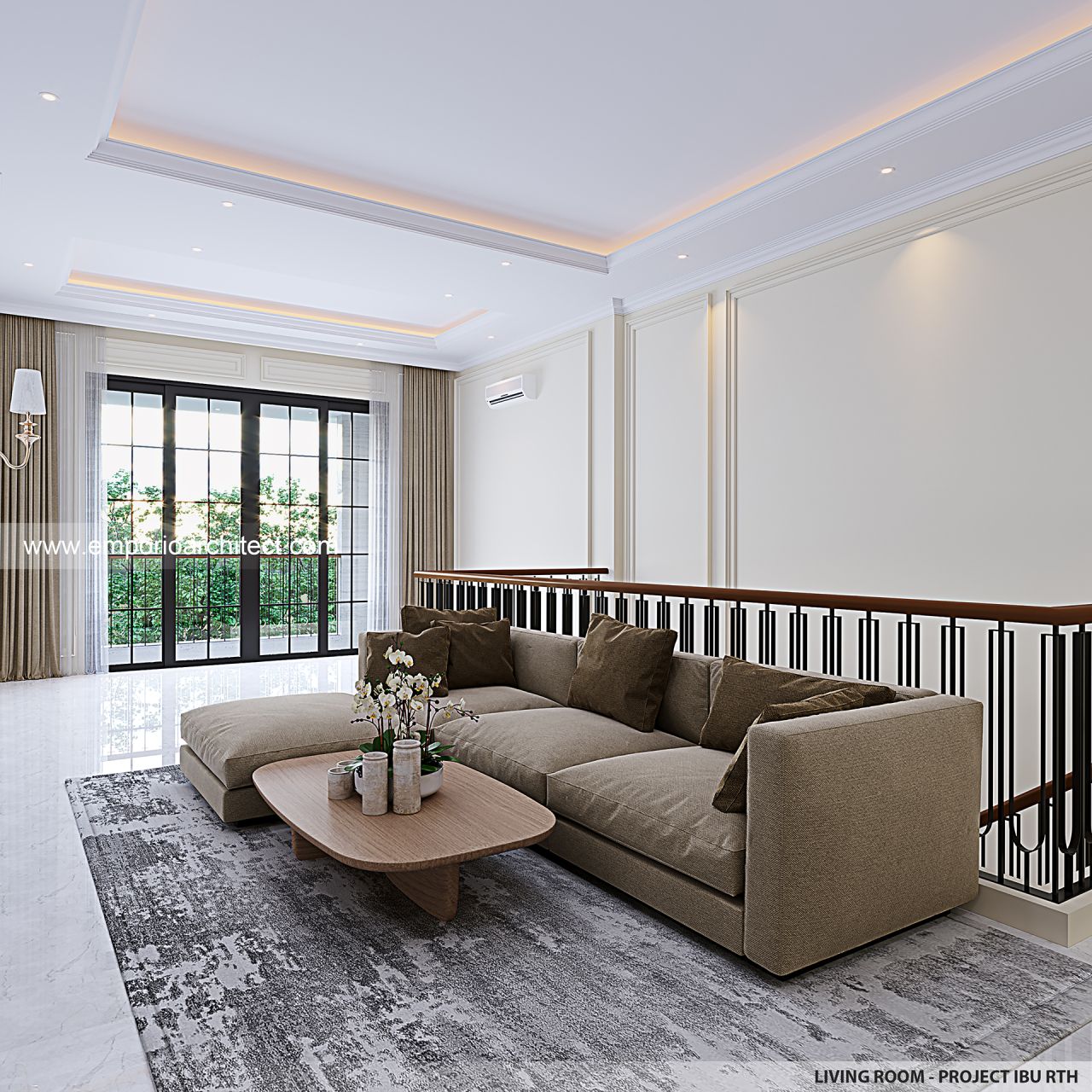 Desain Ruang Keluarga Rumah Klasik 2 Lantai Ibu RTH di Pondok Cabe ...