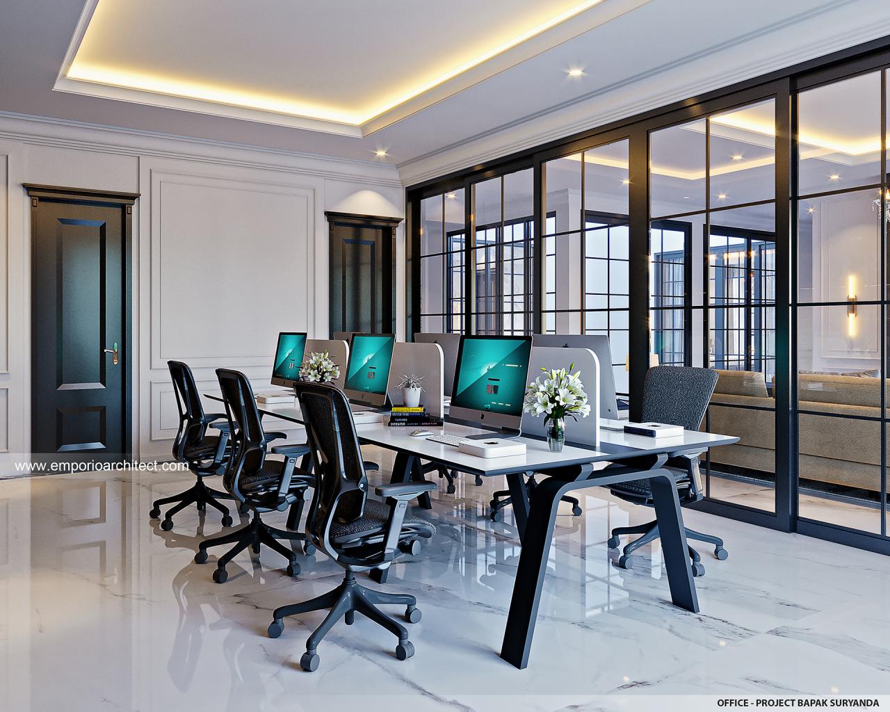 Desain Ruang Kerja (Kantor) Rumah Klasik 2 Lantai Bapak SYD di Cinere ...