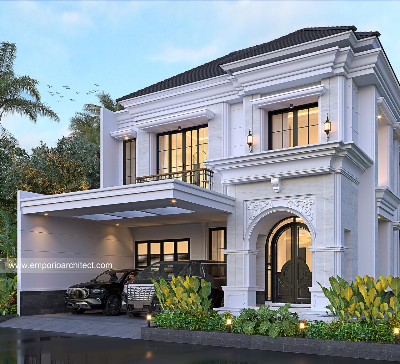 Desain Tampak Depan 2 Rumah Klasik 2 Lantai Ibu IRM di Bintaro ...