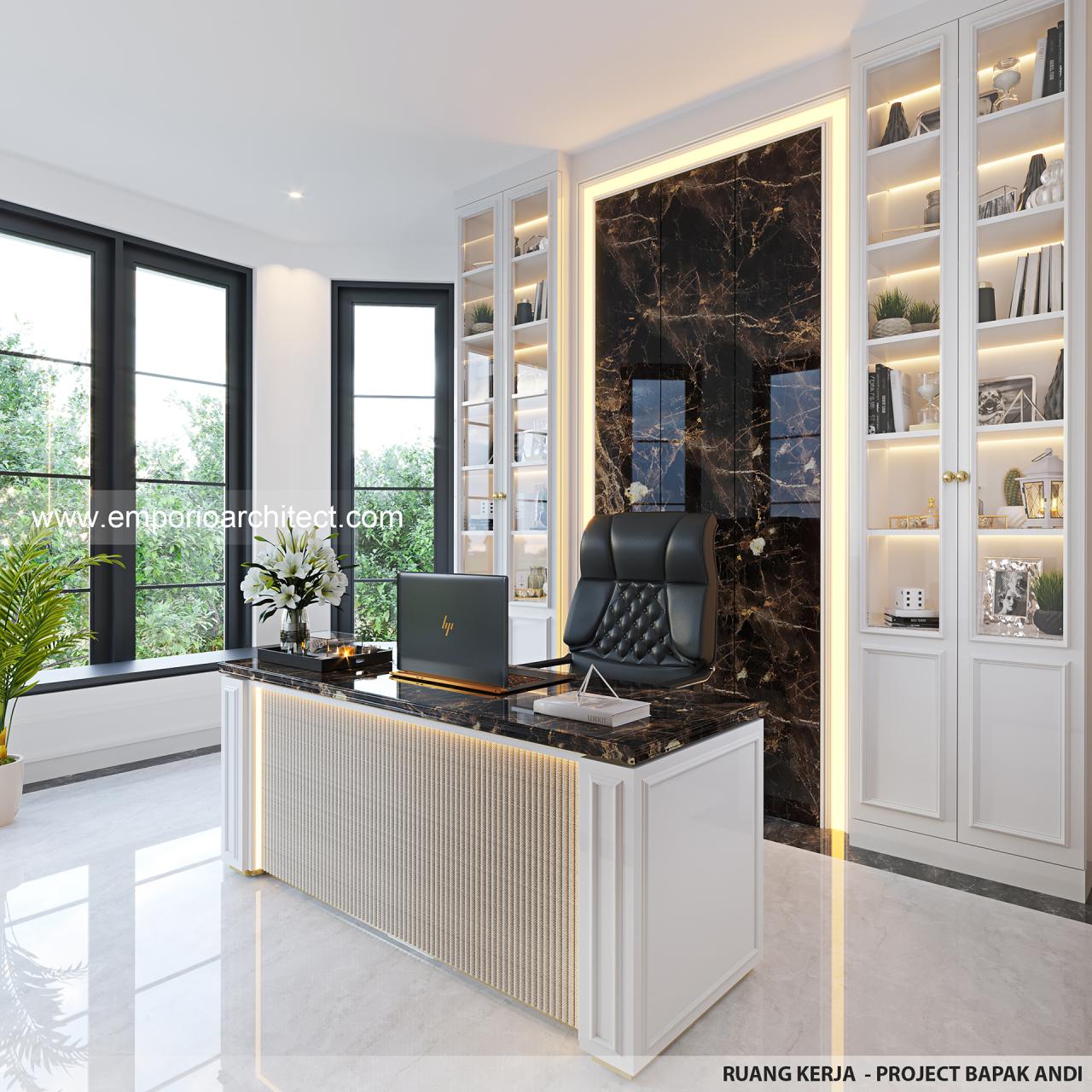 Desain Ruang Kerja Rumah Klasik 2 Lantai Bapak ADN di Jakarta Timur ...