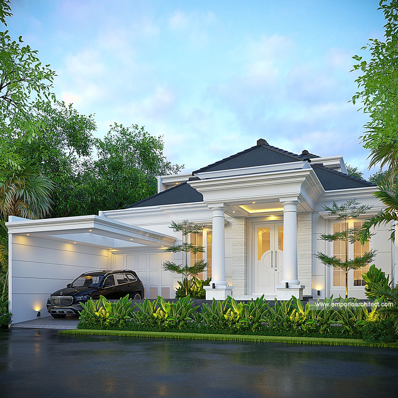 Mrs. SFA 1864 Classic House 2 Floors Design - Jambi 40815 - Home Exterior Design
