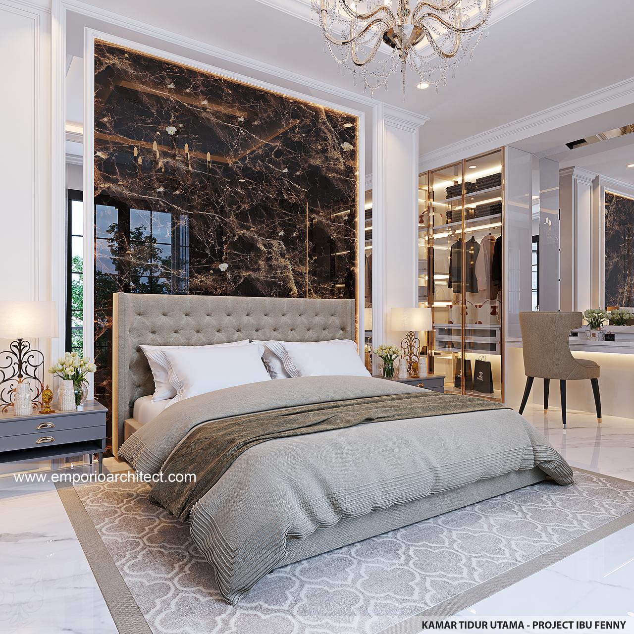 Desain Kamar Tidur Utama Rumah Klasik 2 Lantai Ibu FNY di Surabaya ...