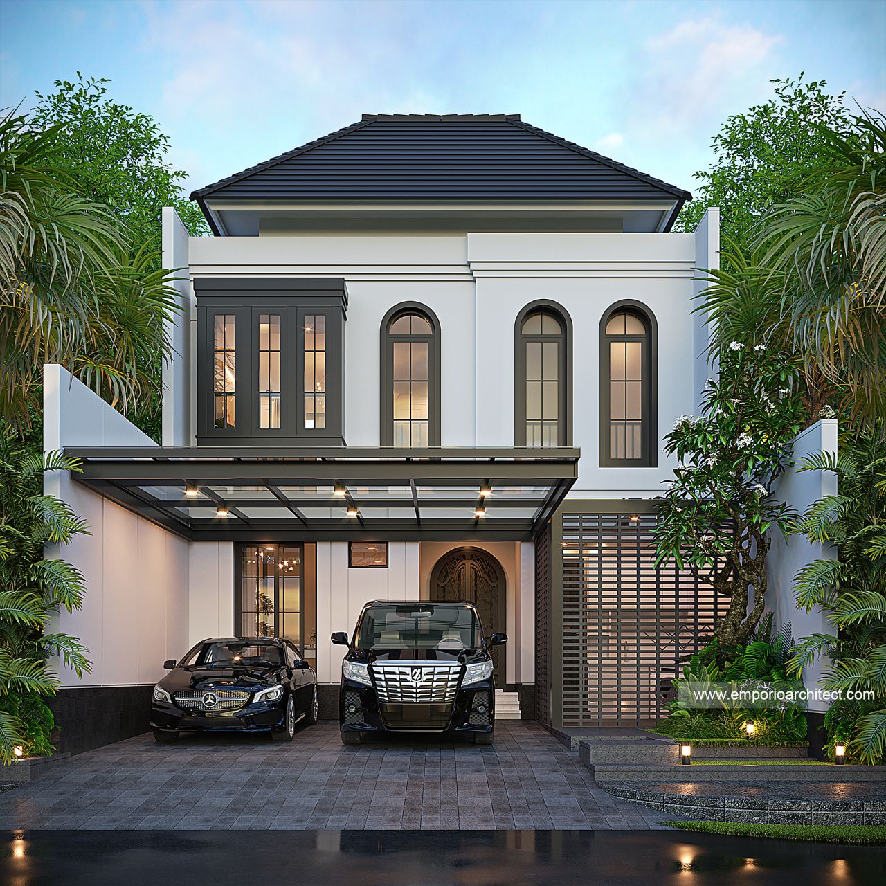 Desain Tampak Depan 3 Rumah Mediteran 2 Lantai Bapak ERW di Jakarta ...
