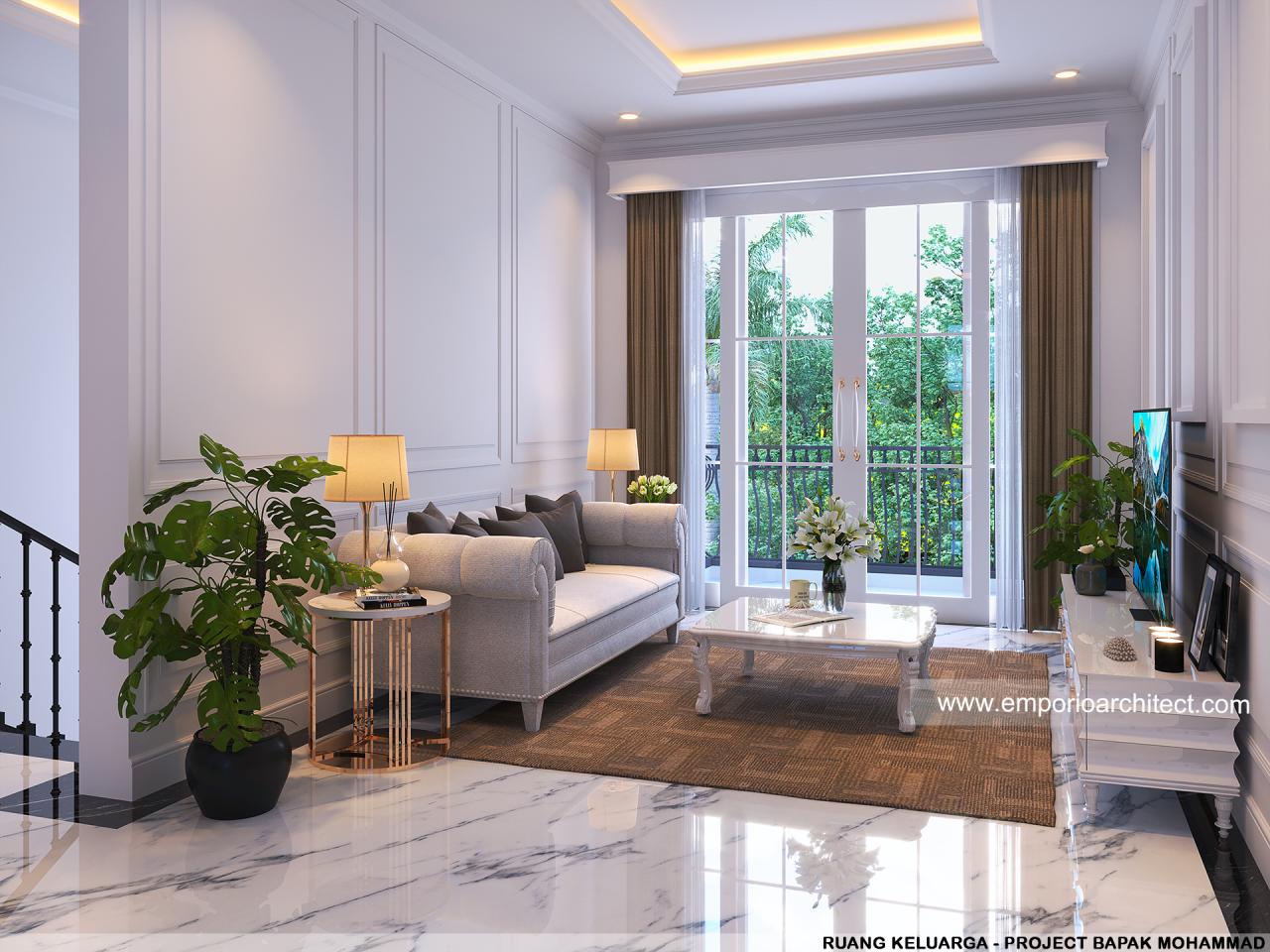 Desain Ruang Keluarga Atas Rumah Klasik 2 Lantai Bapak HMD di Surabaya ...