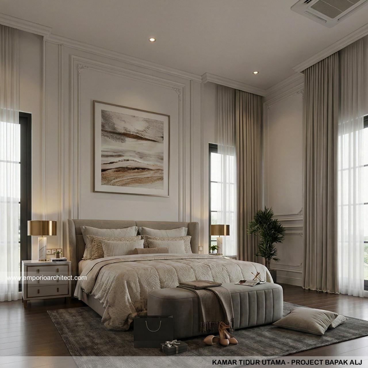 Desain Kamar Tidur Utama Rumah Klasik 2 Lantai Bapak ALJ di Kalimantan ...
