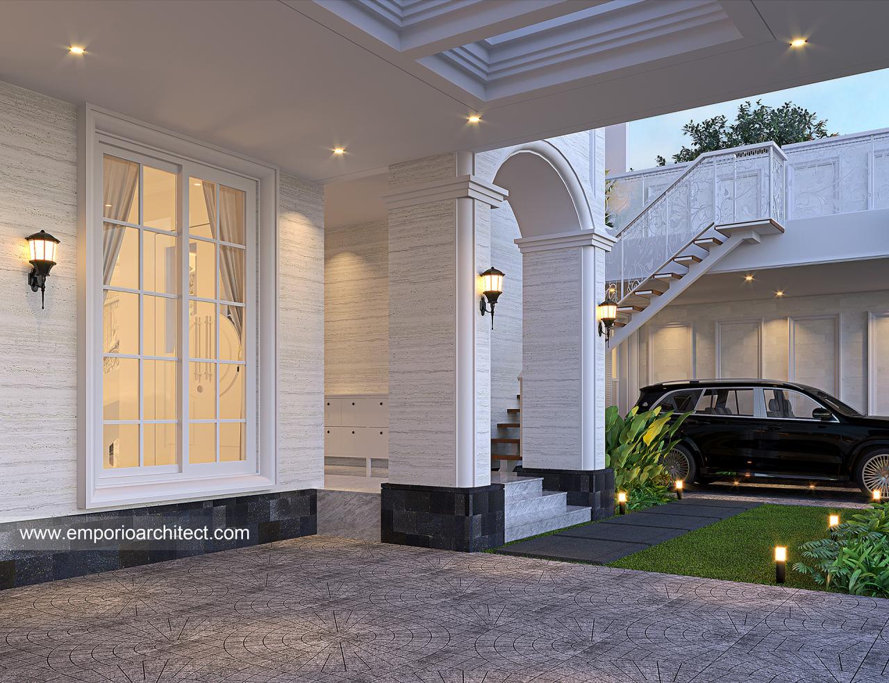 Desain Tampak Detail Depan Rumah Klasik 2 Lantai Bapak SPR di Jakarta ...